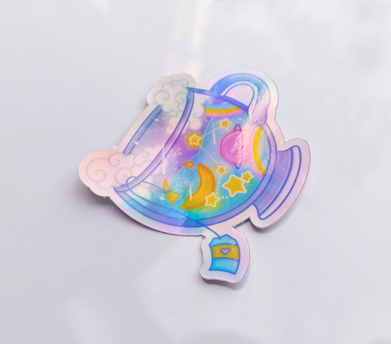 Galaxy Tea Holographic Sticker Kawaii Cute Sticker | Etsy
