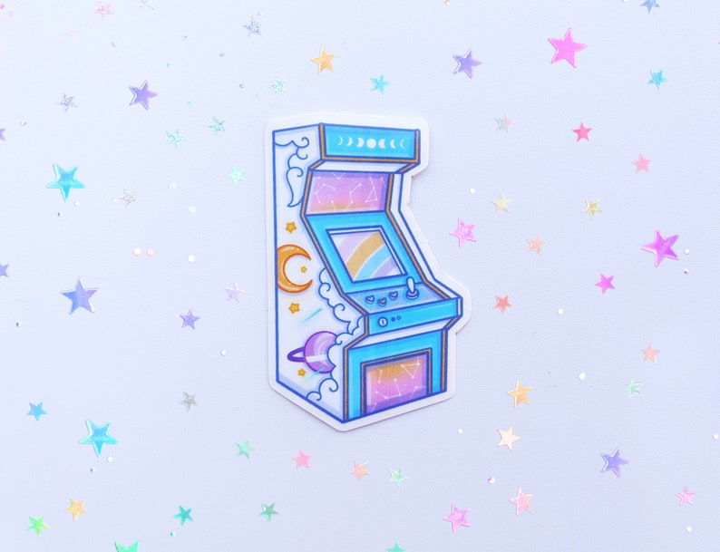 Galaxy Arcade Machine Clear Sticker Cute and kawaii | Etsy
