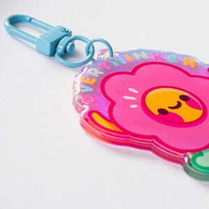 Overthinker Acrylic Keychain, Cute Charms, Rainbow Keychain, Flower ...