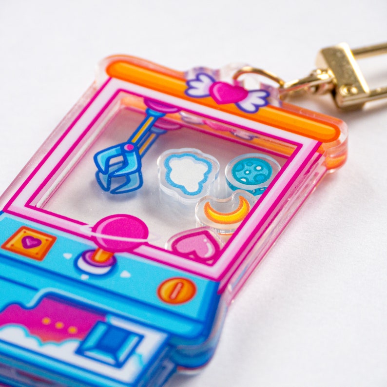 Galaxy Claw Machine Shaker Keychain, Cute Charms, Gamer Keyring, Gamer ...