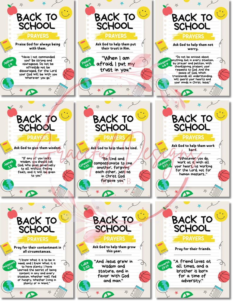 Back to School Prayer Cards for Kids – Printable PDF | Christian ...