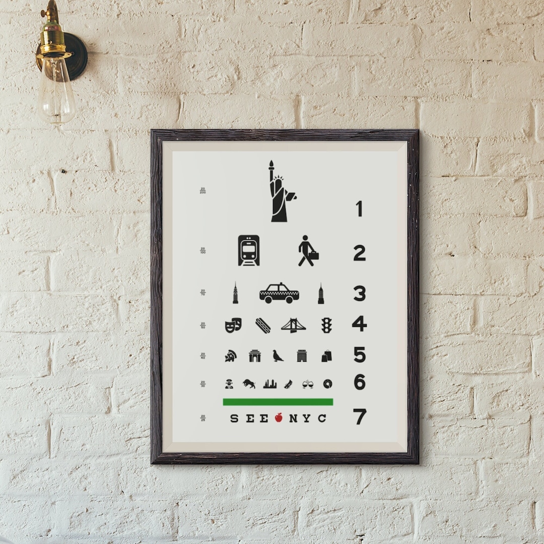 SEE NYC Eye Chart Wall Art | Digital Art Download | Black & White ...
