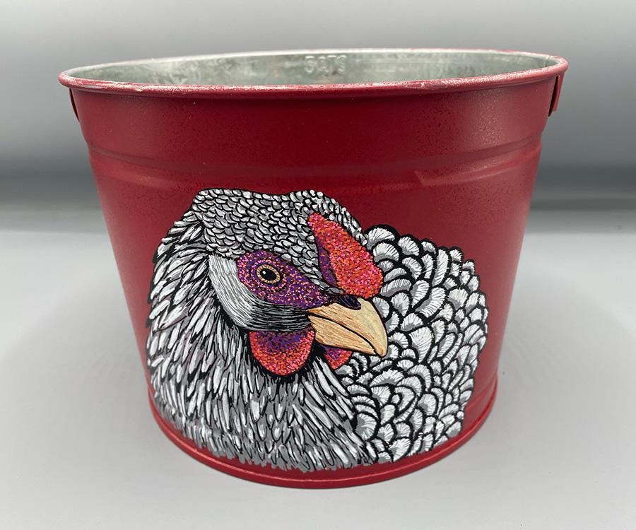 Hand-painted Chicken Bucket - Medium - 5 Quart - Etsy