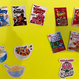 Fun Cereal Stickers! Fruity Pebbles, Froot Loops, Quisp, Smurf Berry ...