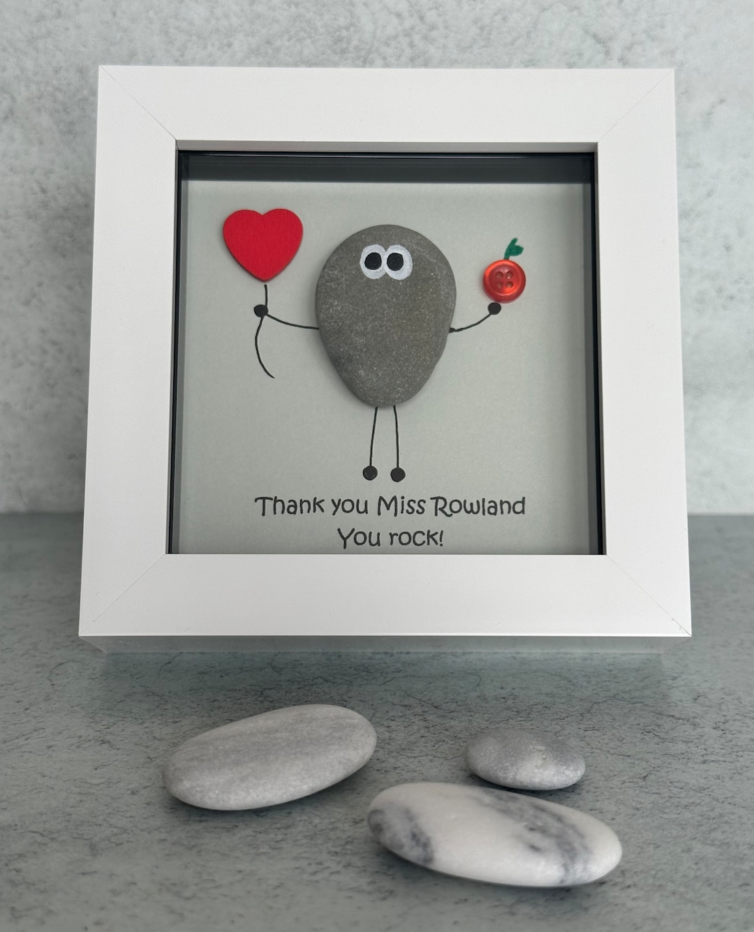 Personalized Teacher Pebble Art – Thank You Gift, Boxed Frame - Etsy UK