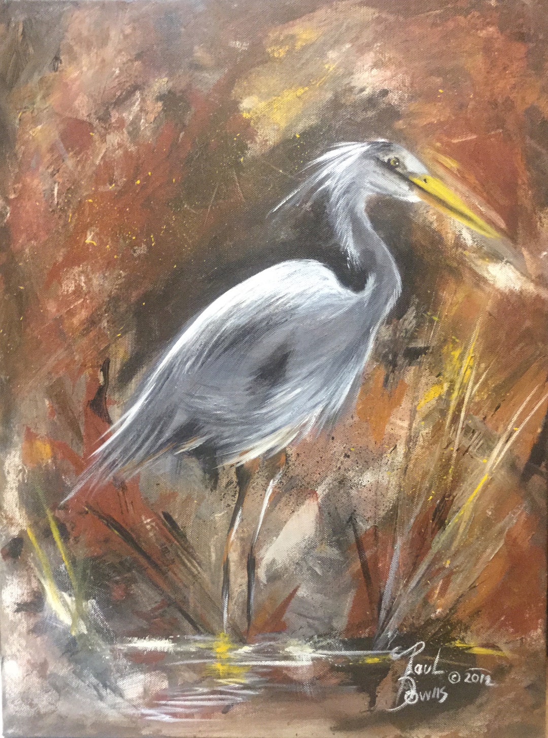 Abstract Egret by Paul Downs-acrylic Painting-bird Art- Southern Decor ...
