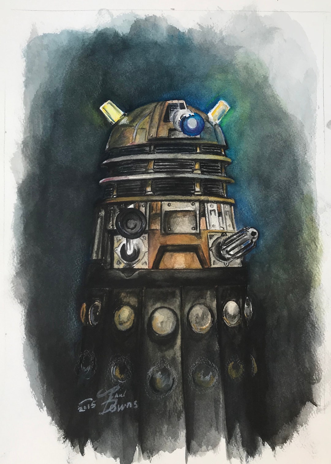 Dalek by Paul Downs, Watercolor Mixed Media Painting, Sci-fi, Fantasy ...