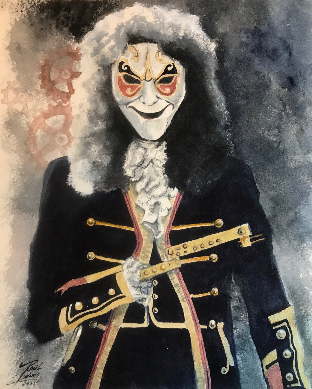 Clockwork Robot by Paul Downs, Watercolor Mixed Media Painting, Sci-fi ...