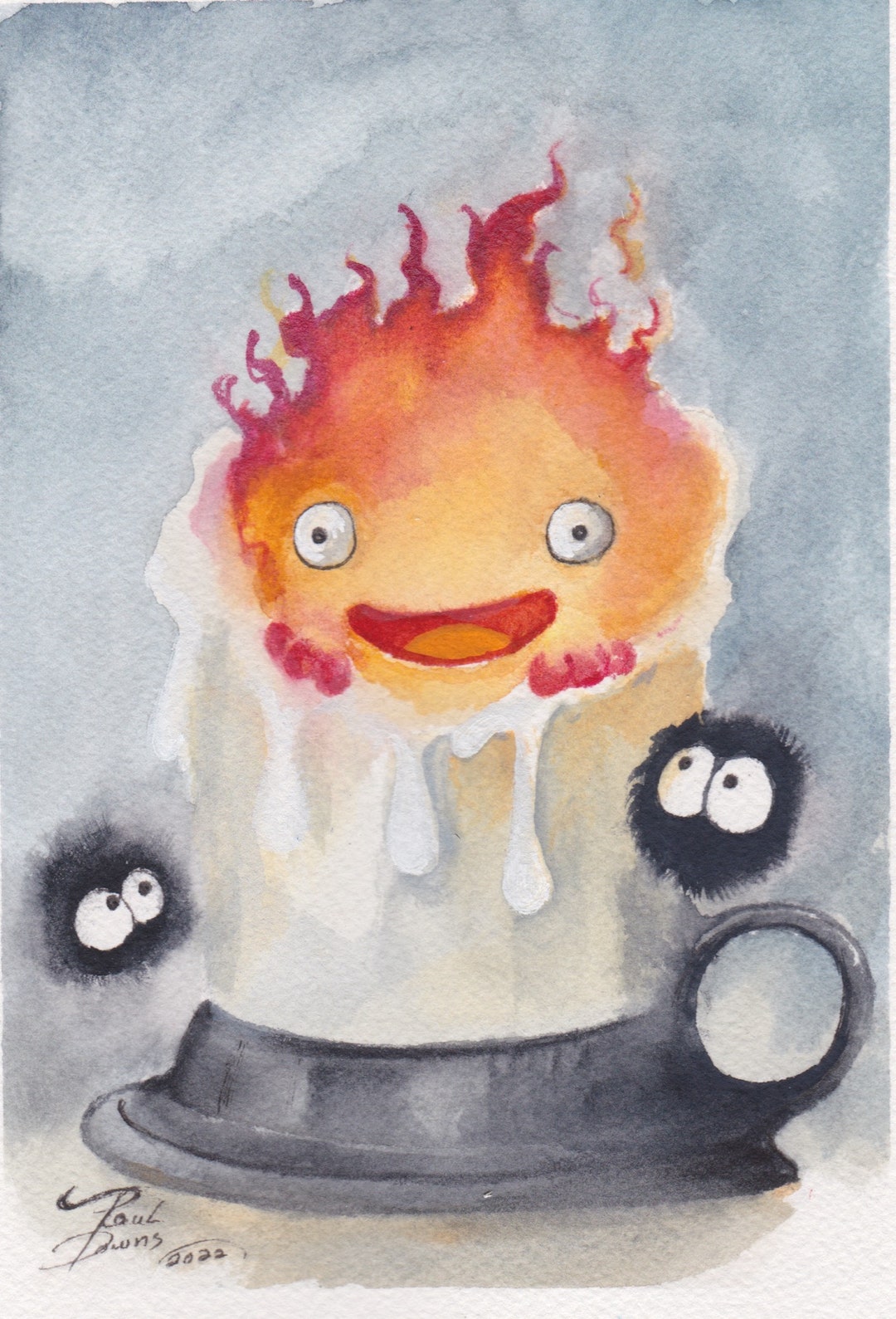Calcifer and Soot Sprites by Paul Downs. Archival Ink Print on Premium ...