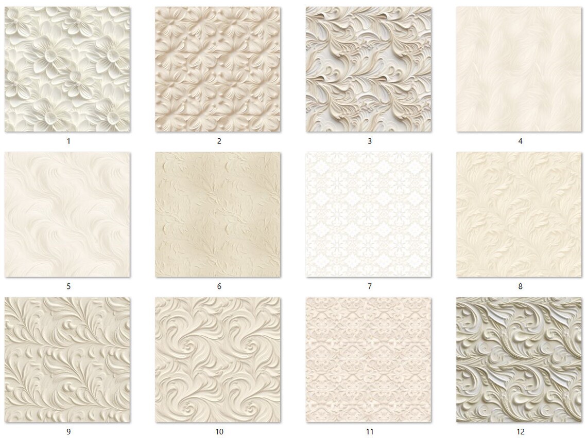 IVORY BACKGROUNDS, 12 Digital Printable Papers, Seamless, 12x12 Inches ...