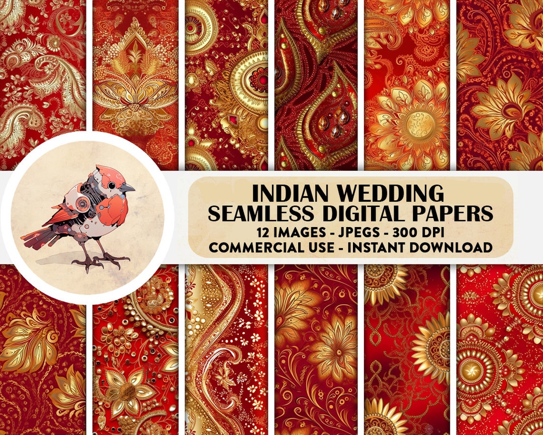 INDIAN WEDDING, 12 Digital Printable Papers, Seamless, 12x12 Inches ...
