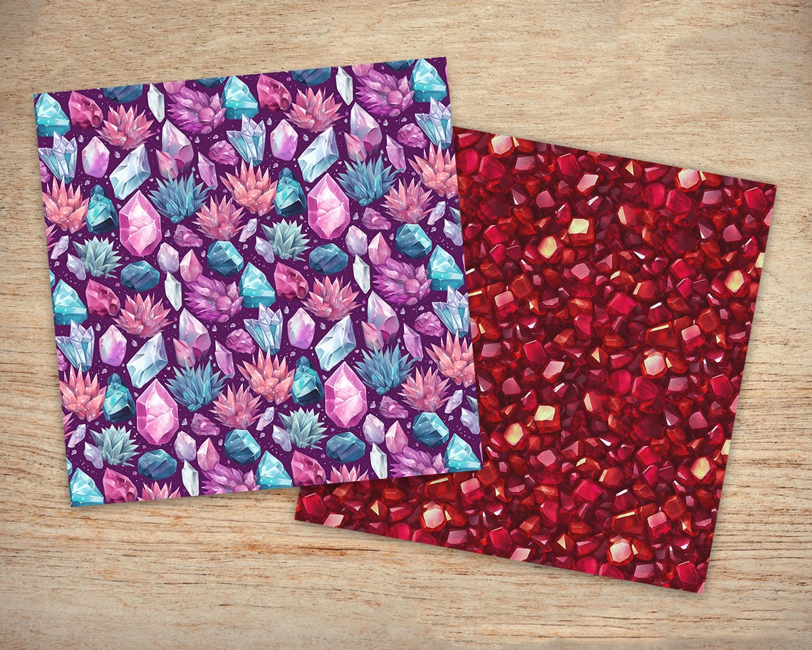 CRYSTALS & GEMS, 12 Digital Printable Papers, Seamless, 12x12 Inches ...