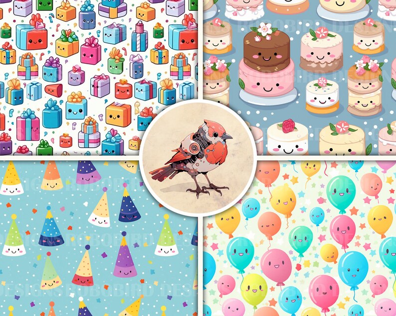 CUTE BIRTHDAY PARTY Digital Pattern Birthday Seamless Papers Cute ...
