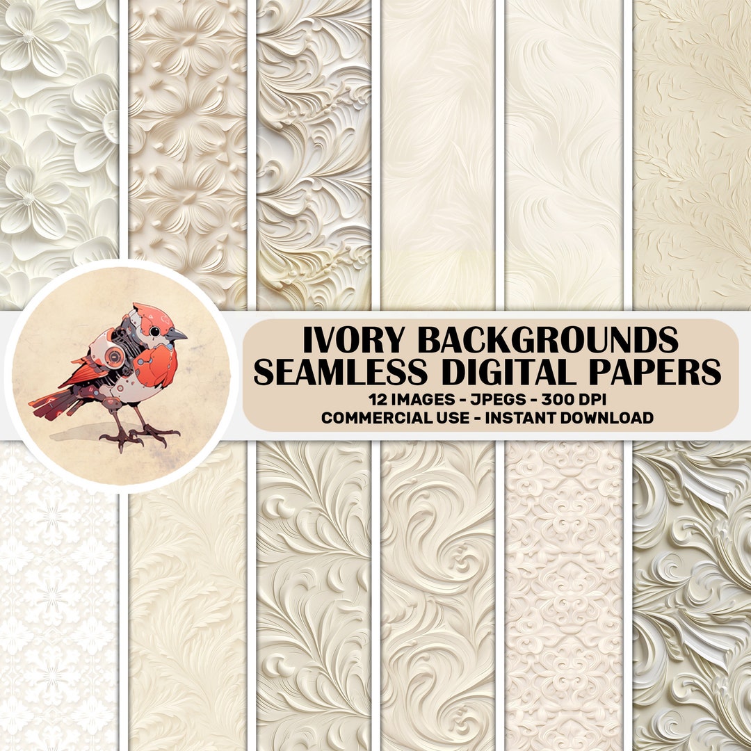 IVORY BACKGROUNDS, 12 Digital Printable Papers, Seamless, 12x12 Inches ...