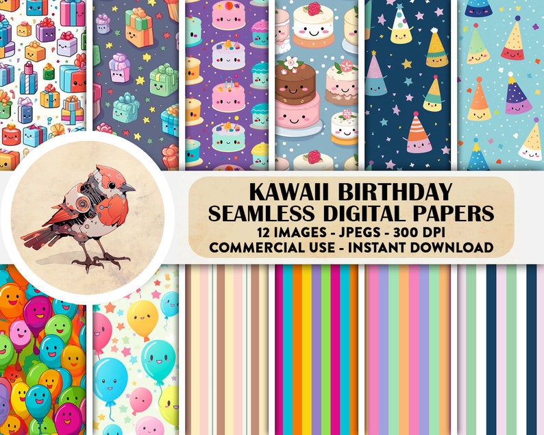 CUTE BIRTHDAY PARTY Digital Pattern Birthday Seamless Papers Cute ...