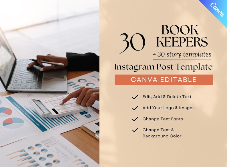 30 Bookkeeping Instagram Templates | Editable Canva Templates ...
