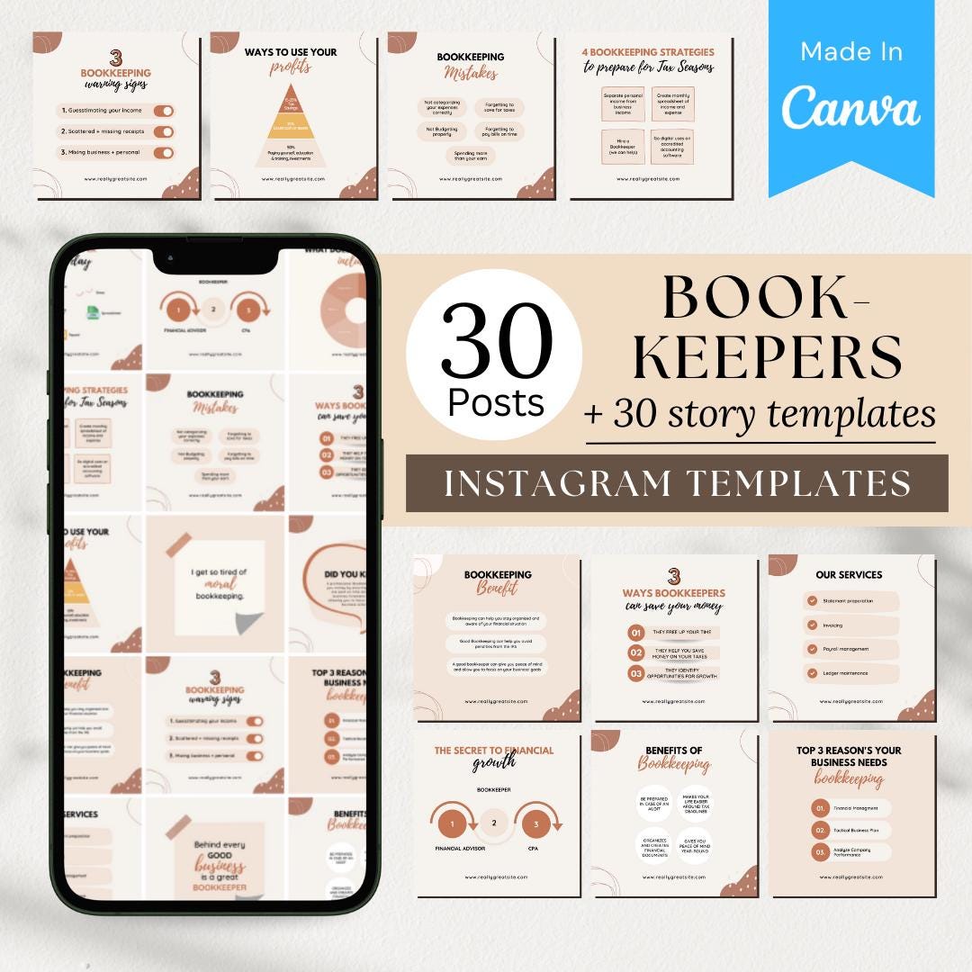 30 Bookkeepers Instagram Templates | Editable Canva Templates ...