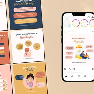 30 Bookkeeping Instagram Templates | Editable Canva Templates ...