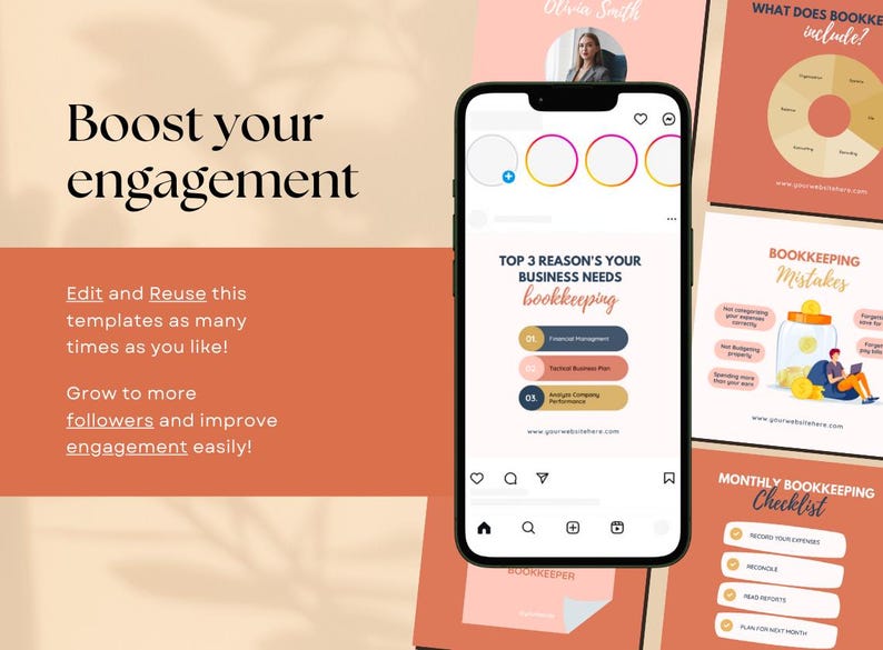 30 Bookkeeping Instagram Templates | Editable Canva Templates ...