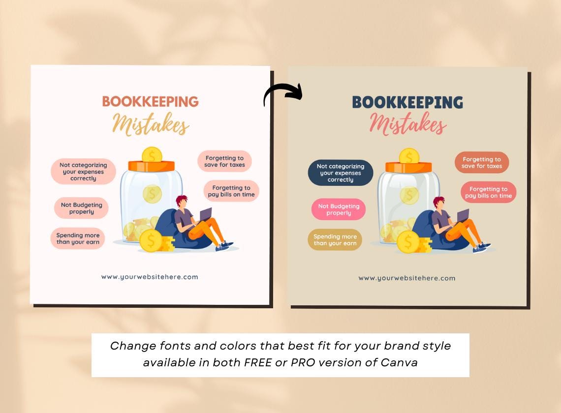 30 Bookkeeping Instagram Templates | Editable Canva Templates ...