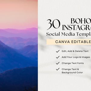 30 Boho Instagram Templates | Editable Canva Templates | Boho Aesthetic ...