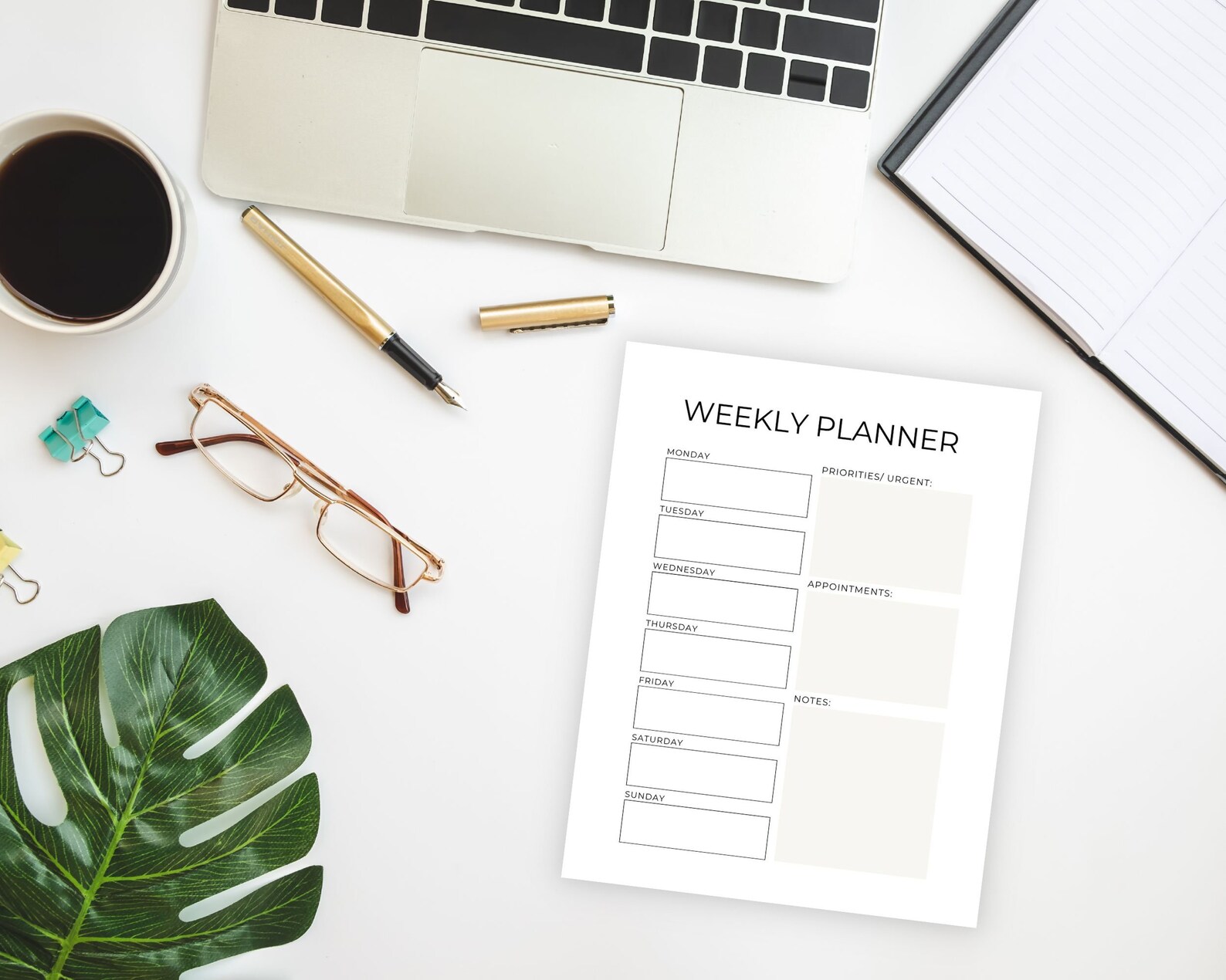 PRINTABLE Weekly Planner Printable Planner Calendar Schedule Journal ...