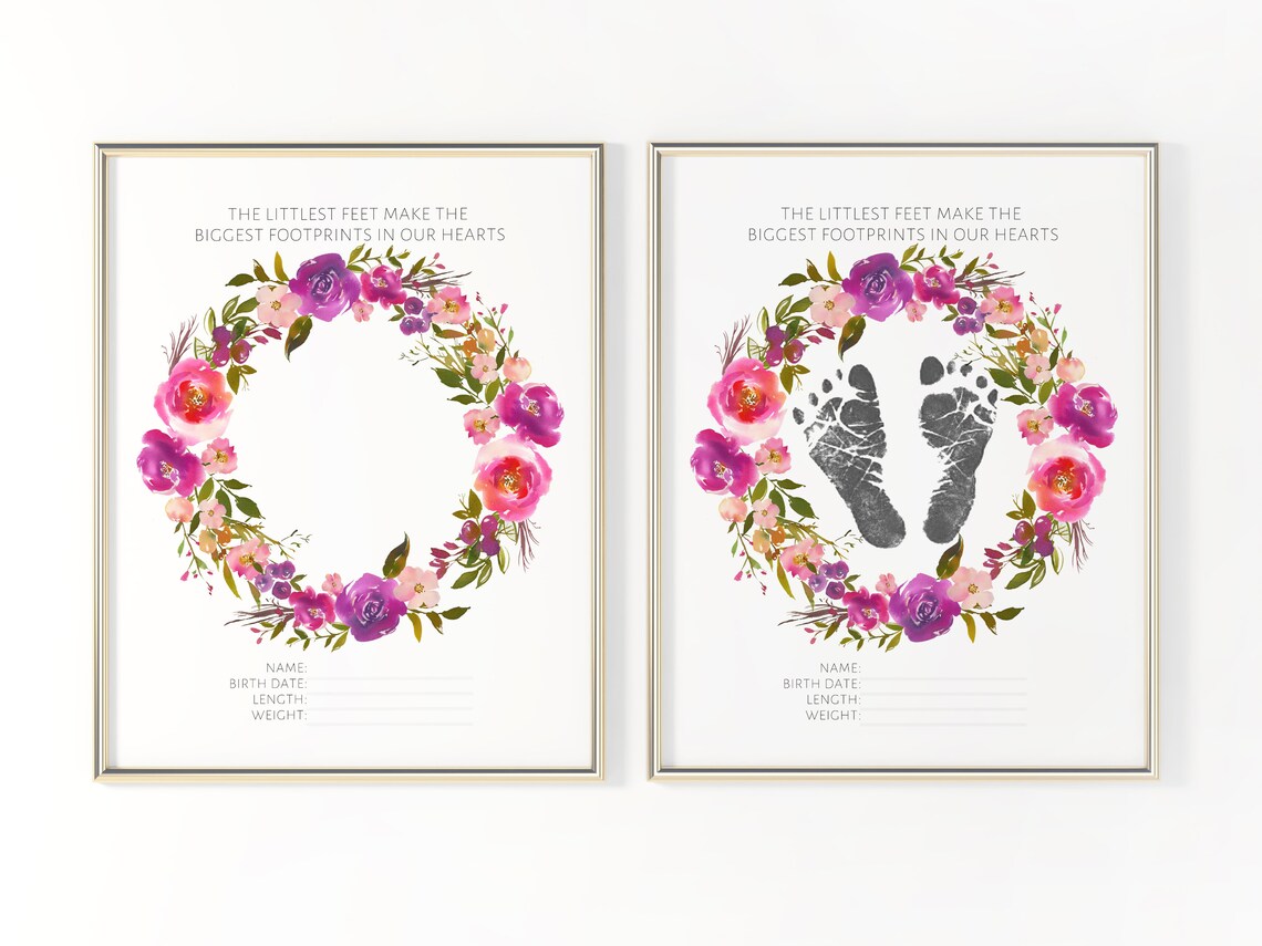 Newborn Footprint Newborn Baby Stats Baby Girl Footprint - Etsy