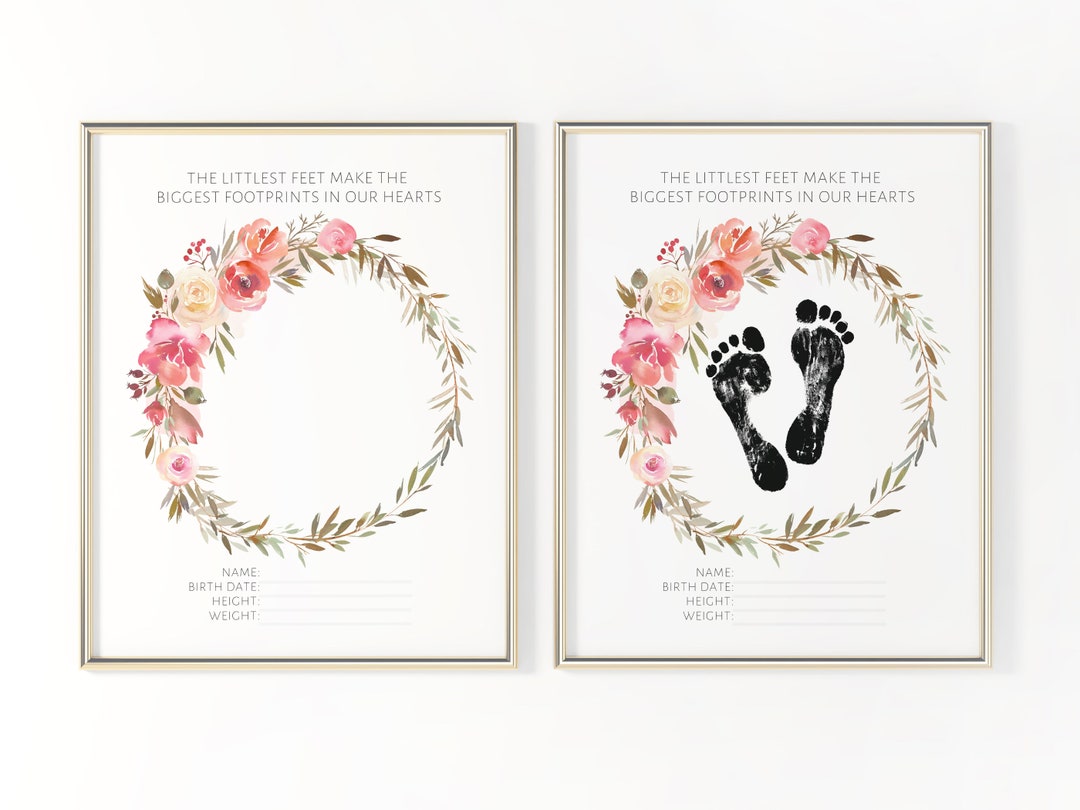 PRINTABLE | Newborn Baby Footprint | Hospital Footprint | Newborn Stats ...