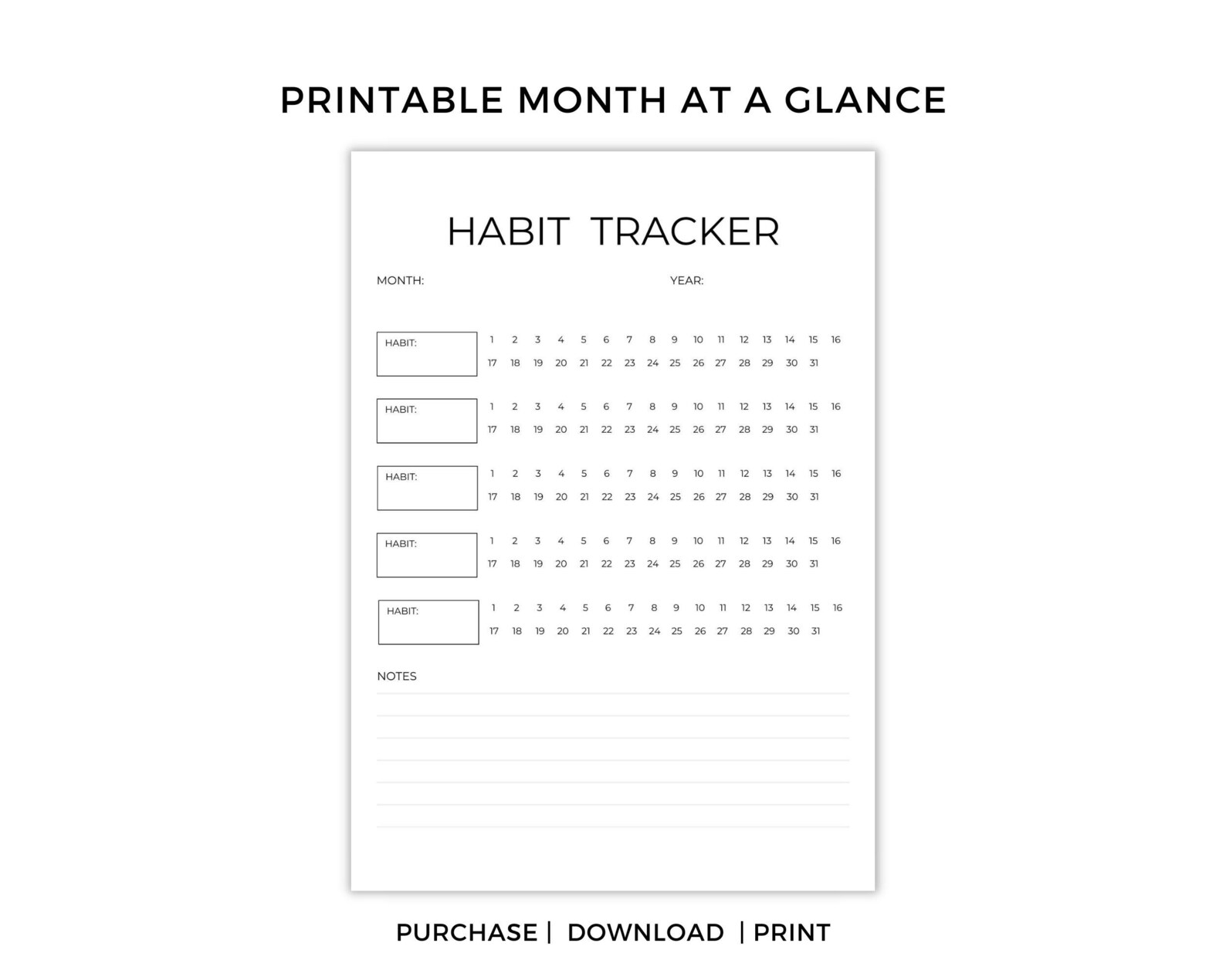 PRINTABLE Habit Tracker Printable Habit Tracker Journal Habits Planer ...