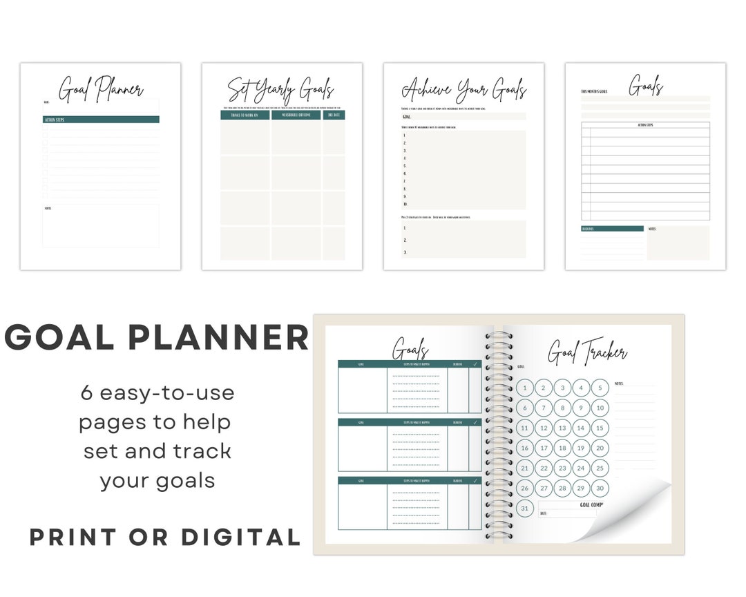 PRINTABLE | DIGITAL DOWNLOAD | Digital Goal Planner | Printable Goal ...