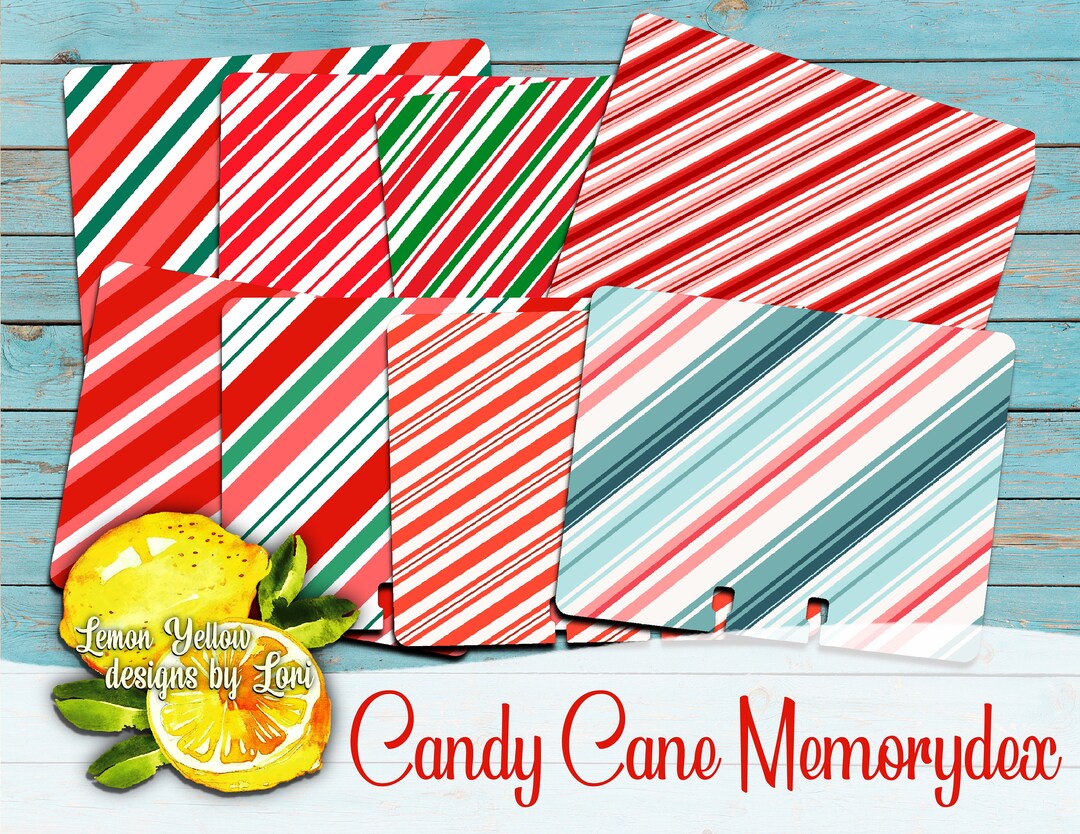 Printable Memorydex Christmas Candy Cane Striped Cards - Etsy