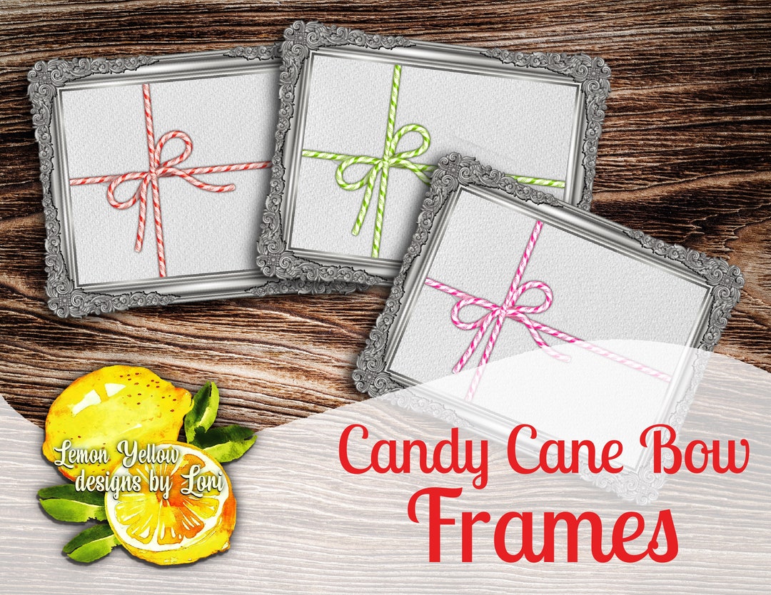 Printable Christmas Candy Cane Bow Frames Vintage Holiday for - Etsy