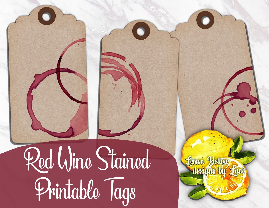 Printable Tags Stained With Red Wine Rings for Scrapbooking - Etsy