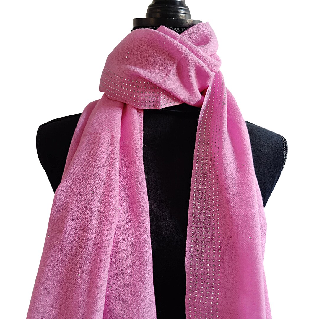 Pink With Swarovski Pure Cashmere Stole - Etsy