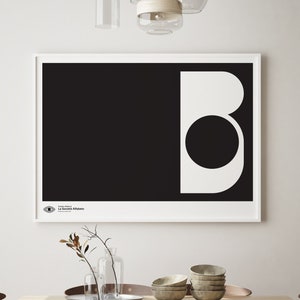 Large Wall Art, Retro Monogram Poster Art Print, Letter B, Instant ...