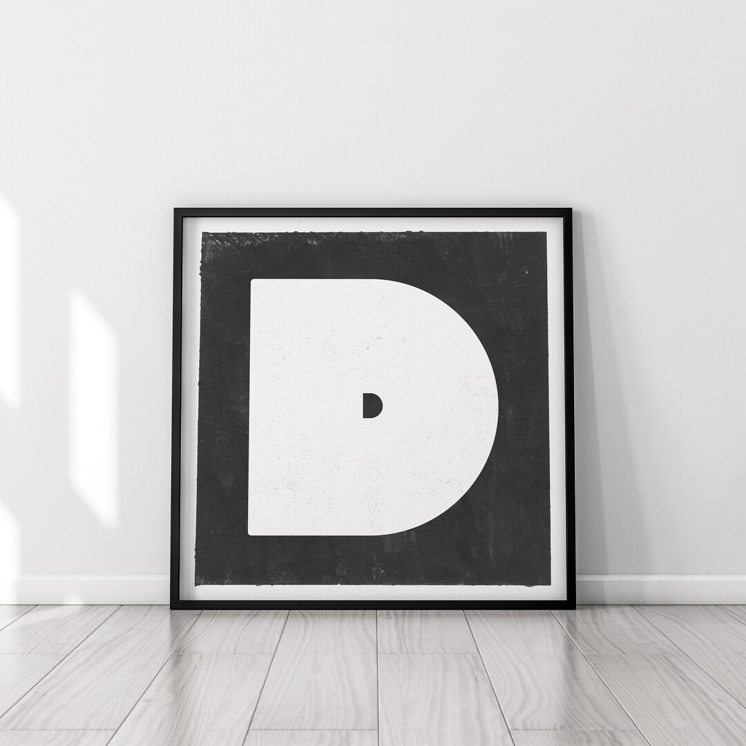 LETTER D — Block Letter Square Wall Art, Modern Monogram Poster Art ...