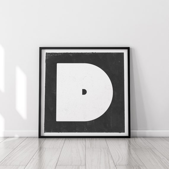LETTER D Block Letter Square Wall Art Modern Monogram | Etsy