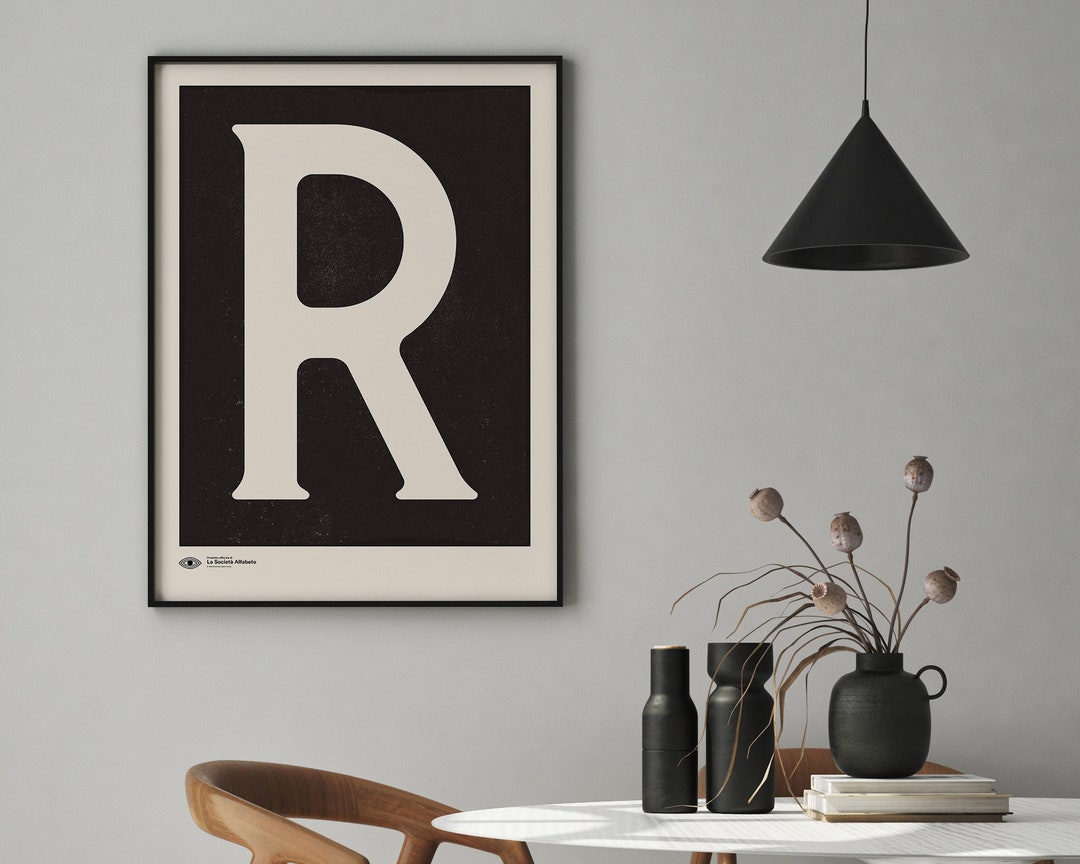Capital Letter Wall Art | Monogram Poster Art Print | Letter R ...