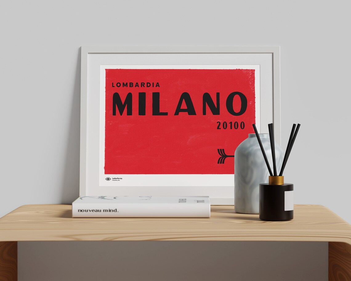 XL Italian Inspired Wall Art, Type Poster Art Print, Milan Milano ...