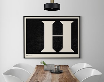 Letter H Wall Decor, Letter H Print, Letter H Real Foil Gold Poster ...