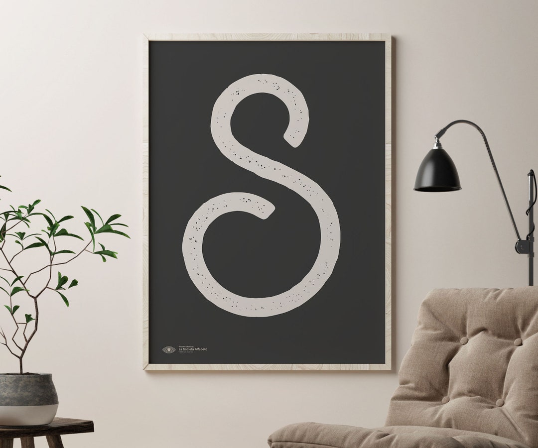 Capital Letter Wall Art | Monogram Poster Art Print | Letter S ...