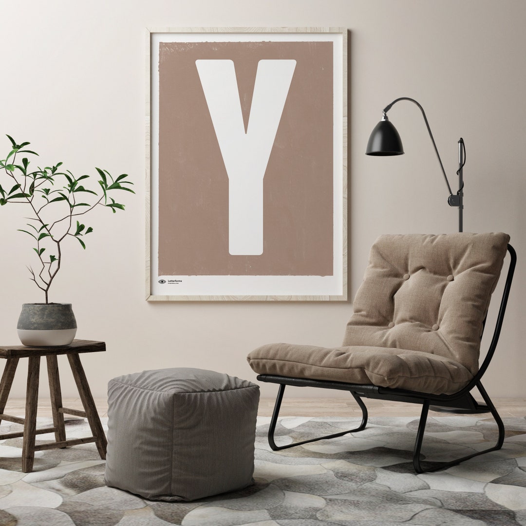 Capital Letter Wall Art | Monogram Poster Art Print | Letter Y ...