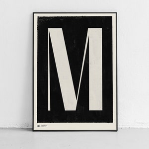 Capital Letter Wall Art Monogram Poster Art Print Letter M Instant ...