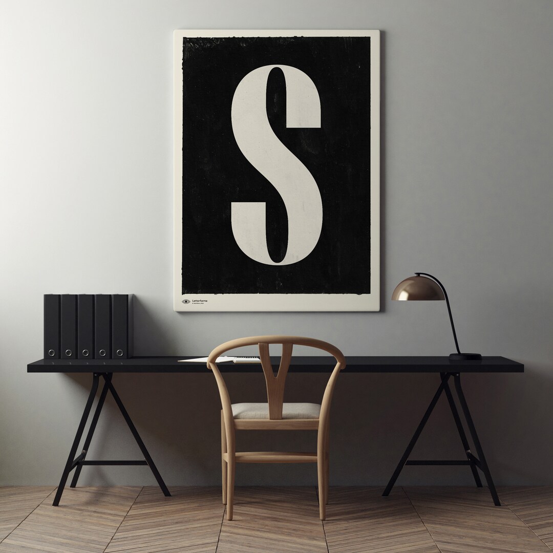 Capital Letter Wall Art | Monogram Poster Art Print | Letter S ...