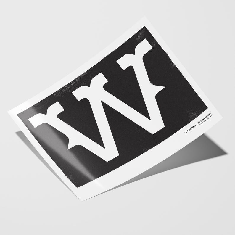 Extra Large Wall Art, Monogram Poster Art Print, Letter W, Instant ...