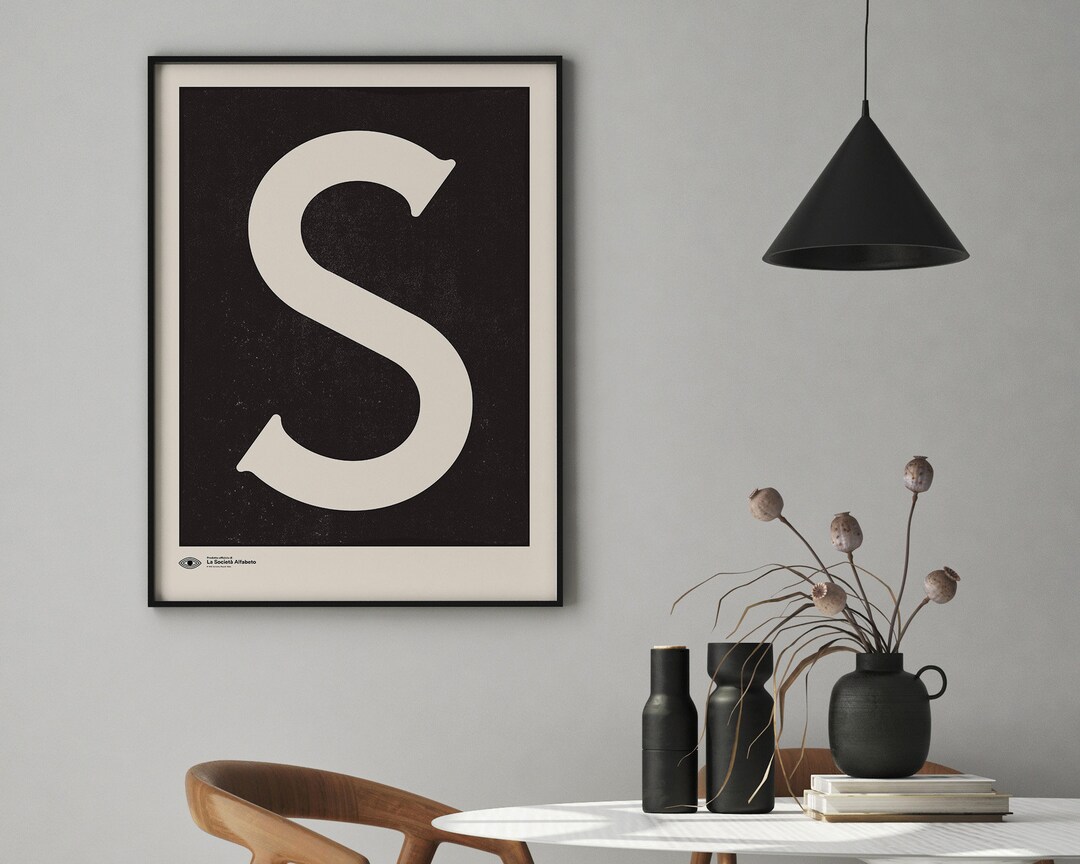 Capital Letter Wall Art | Monogram Poster Art Print | Letter S ...