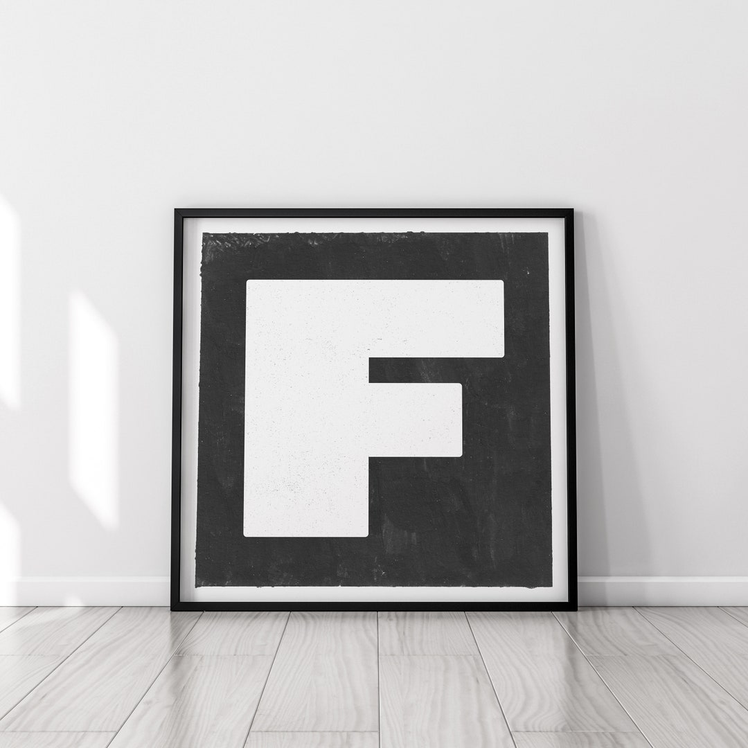 LETTER F — Block Letter Square Wall Art, Modern Monogram Poster Art ...