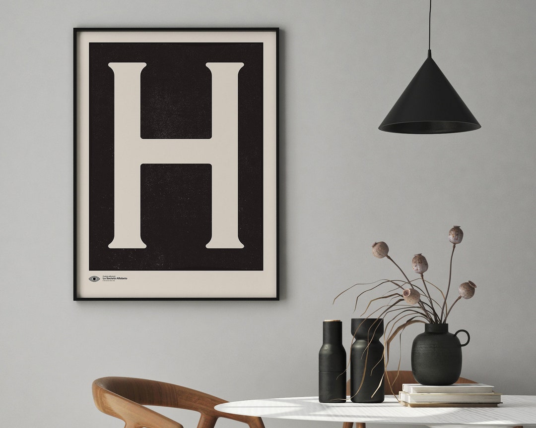 Capital Letter Wall Art | Monogram Poster Art Print | Letter H ...