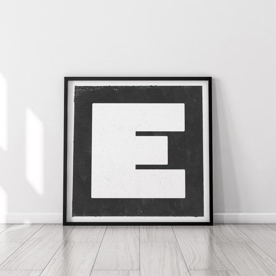 LETTER E Block Letter Square Wall Art Modern Monogram - Etsy