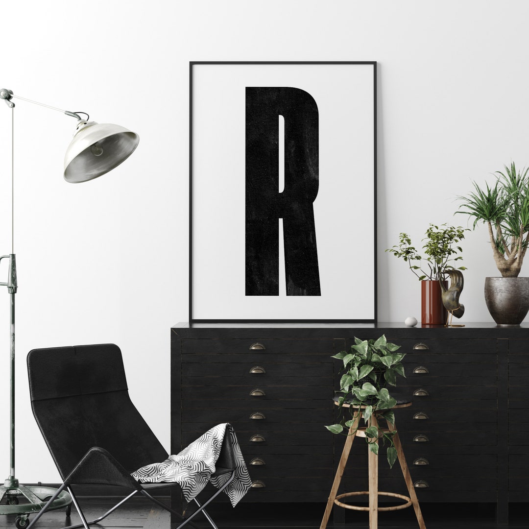 Capital Letter Wall Art | Monogram Poster Art Print | Letter R ...